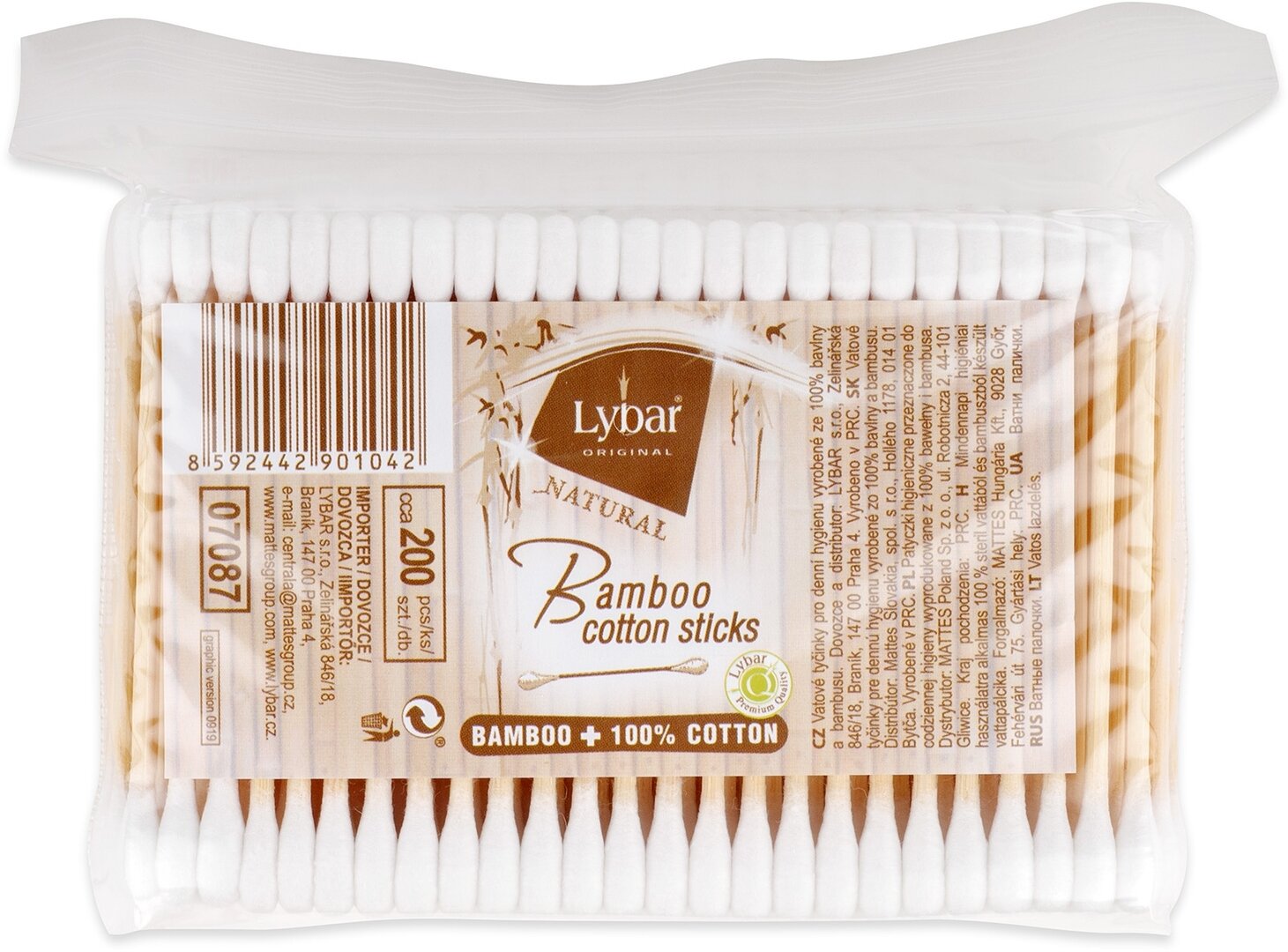 LYBAR bambusové vatové tyčinky 200ks | obalové materiály WEBOBAL.cz